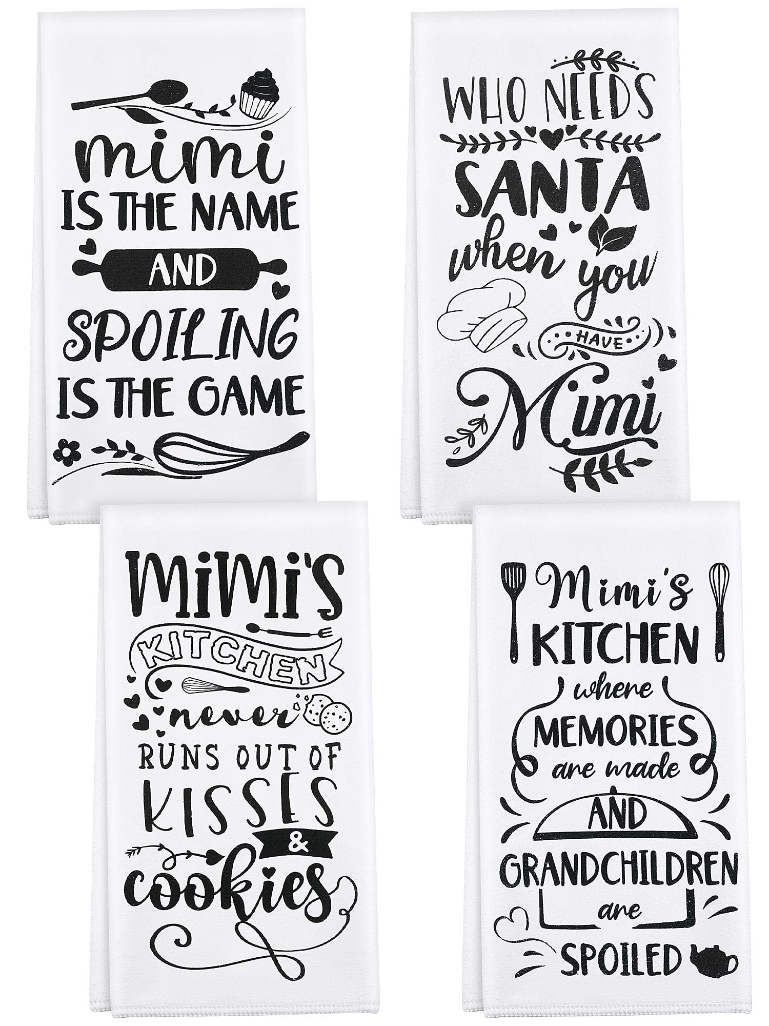 4 Pieces Nana Kitchen Towel Funny Dish Towel Microfiber Tea Towel Nana Gift for Home Birthday Kitchen Cooking Baking (Mimi)