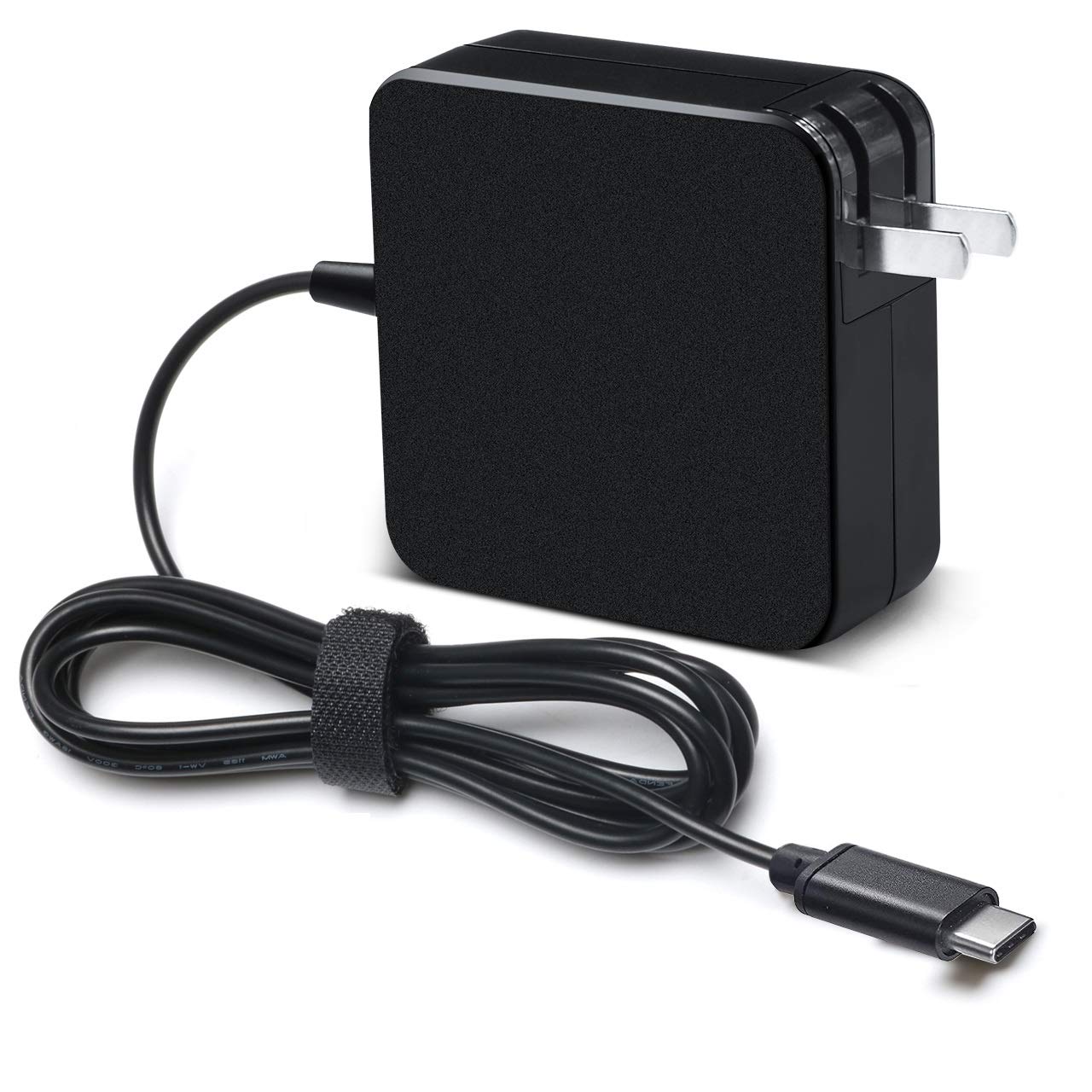 45W USB C Wall Charger with Power 180 Degree Rotatable Plug, Laptop Fast Charging Adapter Built-in 5.9ft Type C Cable for Switch NS, MacBook 12 inch/Pro 2016 Version/Air, Dell XPS, Surface Go