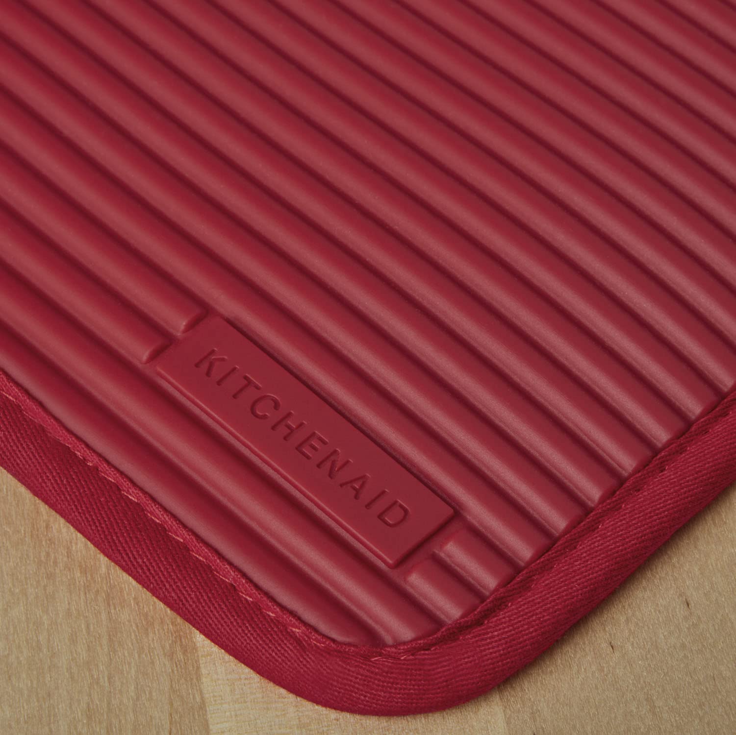 KitchenAid Ribbed Soft Silicone Pot Holder 2-Pack Set, Passion Red, 7"x9"