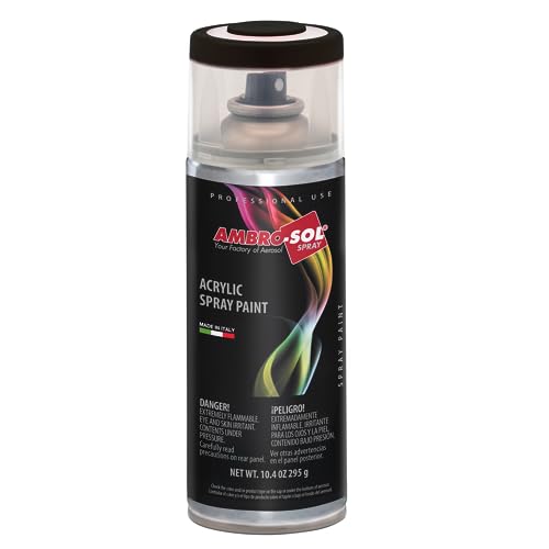 Ambro-Sol V400PAST5 Multi-Purpose Acrylic Spray Paint, Vibrant Paint for indoor and outdoor, Suitable for Multiple Surfaces, NET WT. 10.40 OZ. 400ml, Recyclable Tin Plate Spray Can, Gloss Black