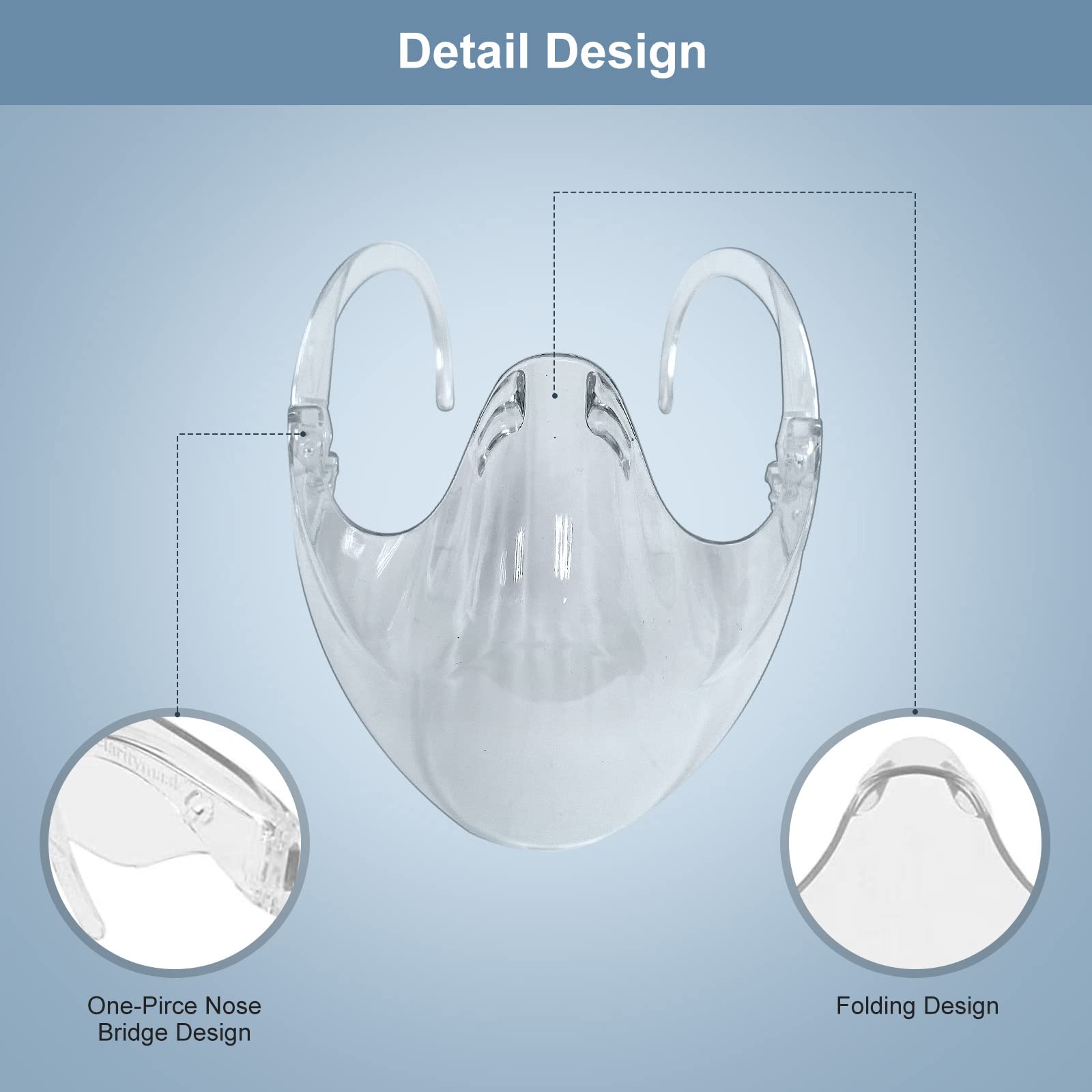 3PCS Transparent Face Shield, Lightweight Anti-Fog Clear Face Mask, Sturdy Breathable Clear Face Shield, Plastic Reusable Protective Face Mask for Men and Women