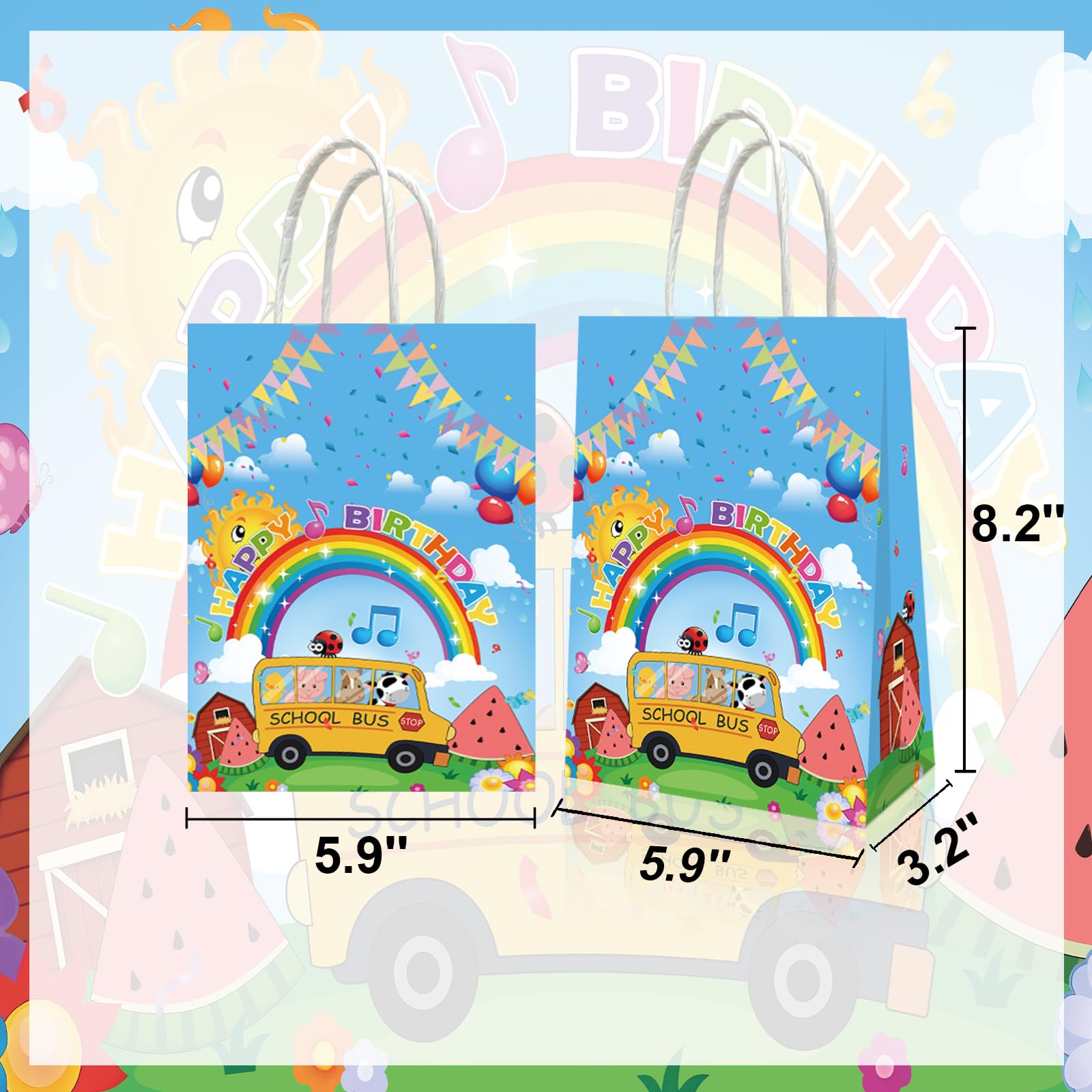 POAKYPA 20 PCS Cartoon Melon Birthday Party Supplies,Kid Party Decorations Gift Bags,Boys and Girls Candy Bags for Birthday Party.