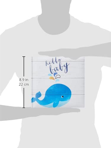 MCS 200-Pocket Baby 4x6 Photo Album with Writing Space, 8.5 x 8.5 Inches, Baby Blue Whale