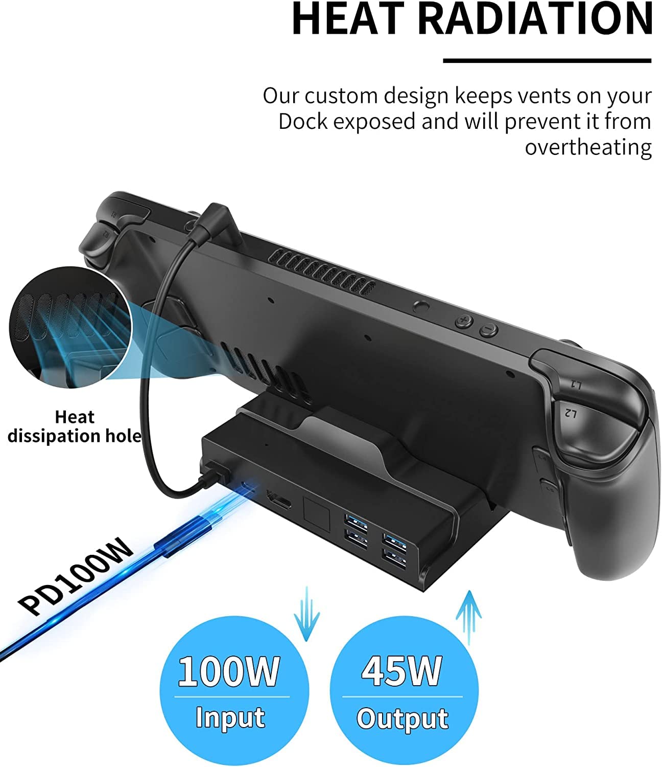 6-in-1 TV Docking Station Compatible for Switch Steam Deck Dock, Switch Dock steam Deck Dock Charging Dock with 4 USB-A 3.0,4K HDMI,PD 3.0 USB-C Fast Charger