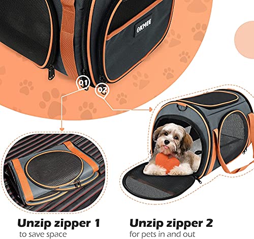 OKMEE Cat Carrier TSA Airline Approved with Ventilation for Small Medium Cats Dogs Puppies, Dog Carrier with Big Space, 5 Mesh Windows, 4 Open Doors for Comfortable Travelling.