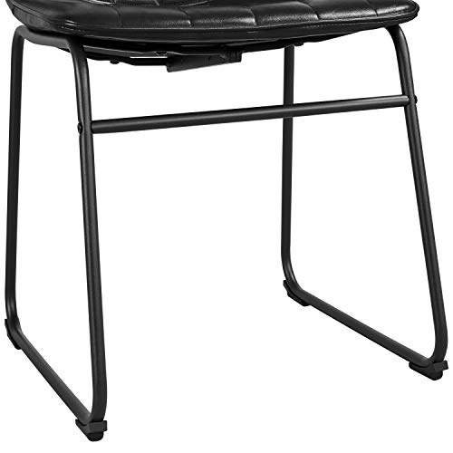Yaheetech PU Leather Dining Chairs 18" Armless Chairs Indoor Upholstered Kitchen Dining Room Chairs with Metal Legs, Set of 2, Black