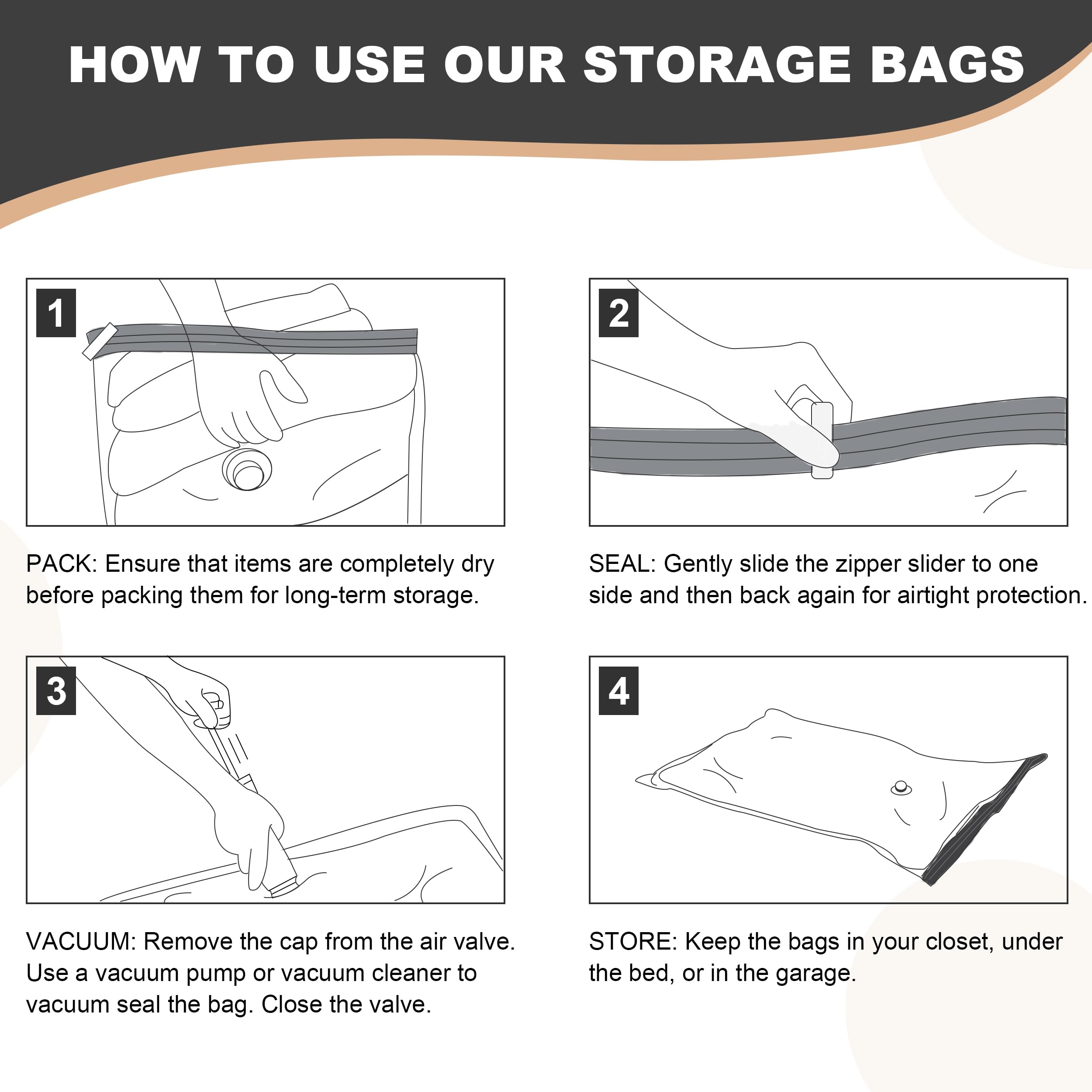 NATURELUX Vacuum Storage Bags, 20-Pack Space Saver, Zipper Vacuum Sealed Bags for Clothing, Clothes, Comforters and Blankets,Hand Pump Included (4 Jumbo/4 Large/4 Medium/8 Small)