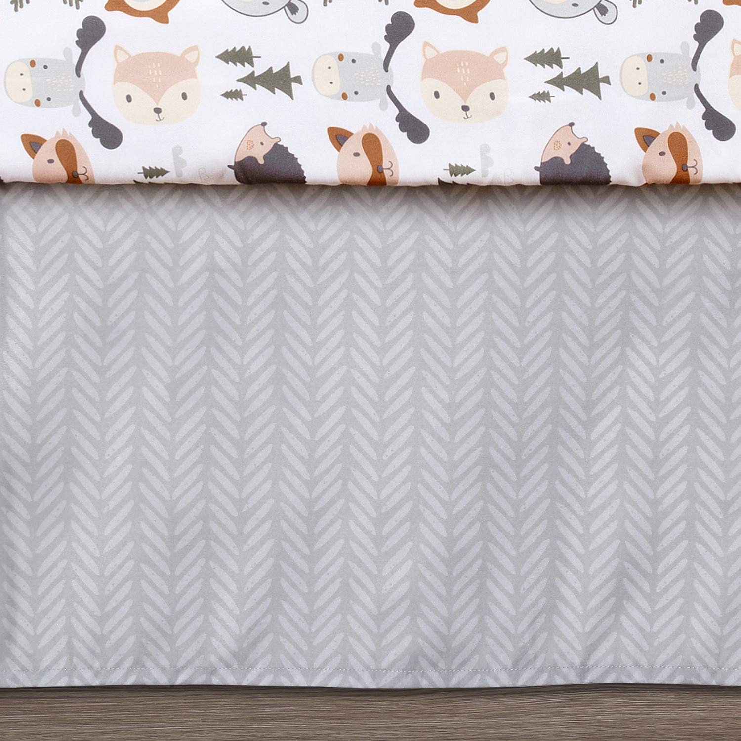 The Peanutshell Woodland Walk Crib Bedding Set for Boys or Girls | 3 Piece Nursery Set | Crib Quilt, Fitted Sheet, Crib Skirt
