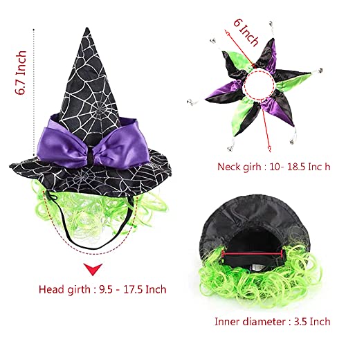 ANIAC Pet Halloween Costume Dog Cat Spider Witch Hat and Collar Set Puppy Magic Wizard Cap Holiday Party Cosplay Head Accessories Kitten Funny Topper Head wear (A)