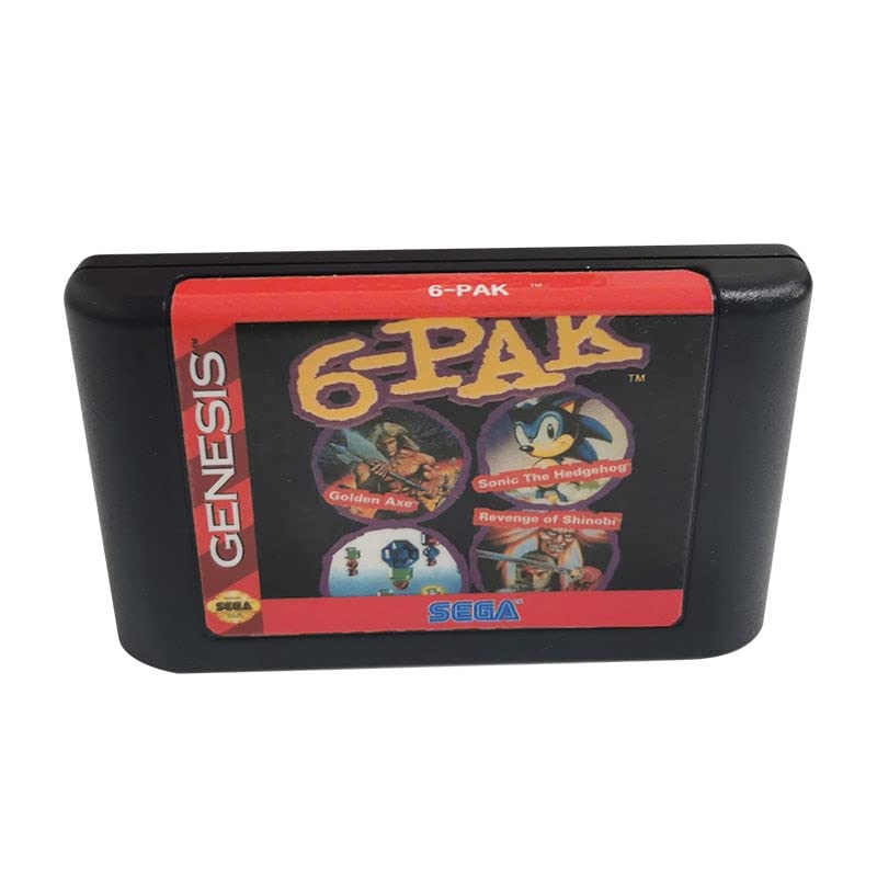 6-PAK-Games 16 Bit MD Game Card For PAL And NTSC Version (Black)