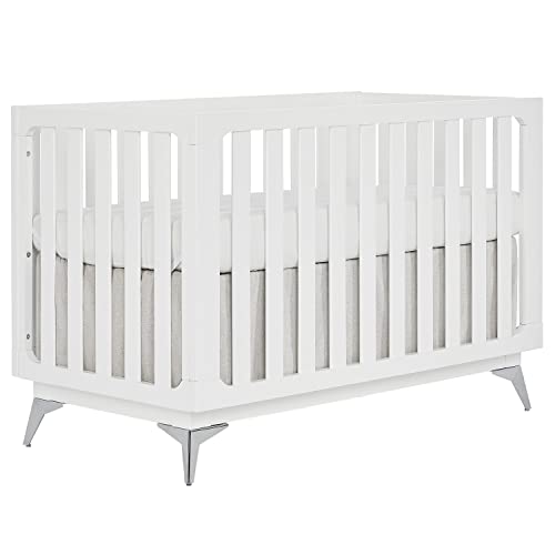 Dream On Me Ultra Modern 4-in-1 Convertible Crib in White, Greenguard Gold Certified, 3 Mattress Height Settings, Fixed Stationary Side Rails, Wooden Furniture