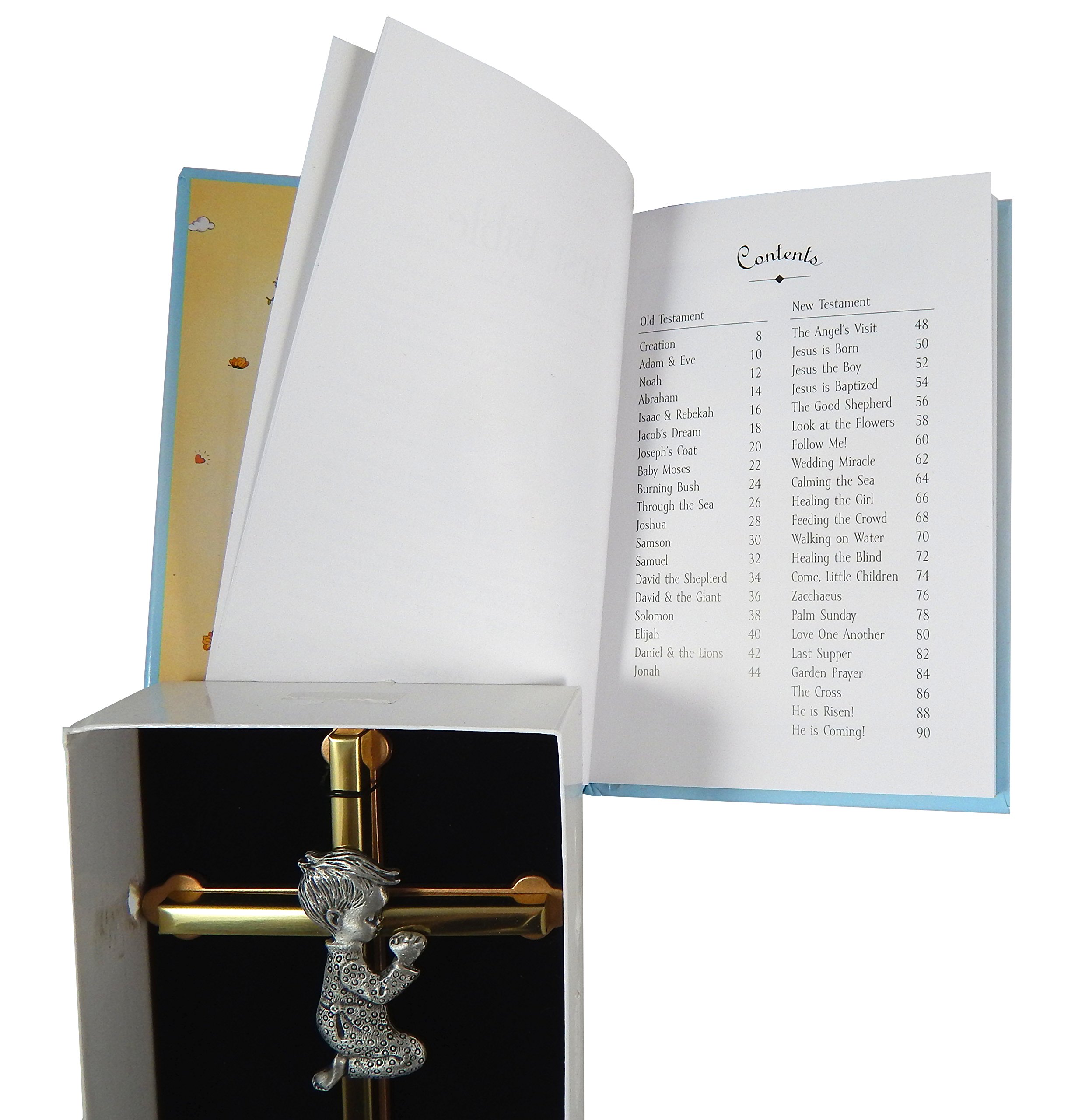 CA Baby Boy First Bible and 6" Praying Baby Boy Wall Cross