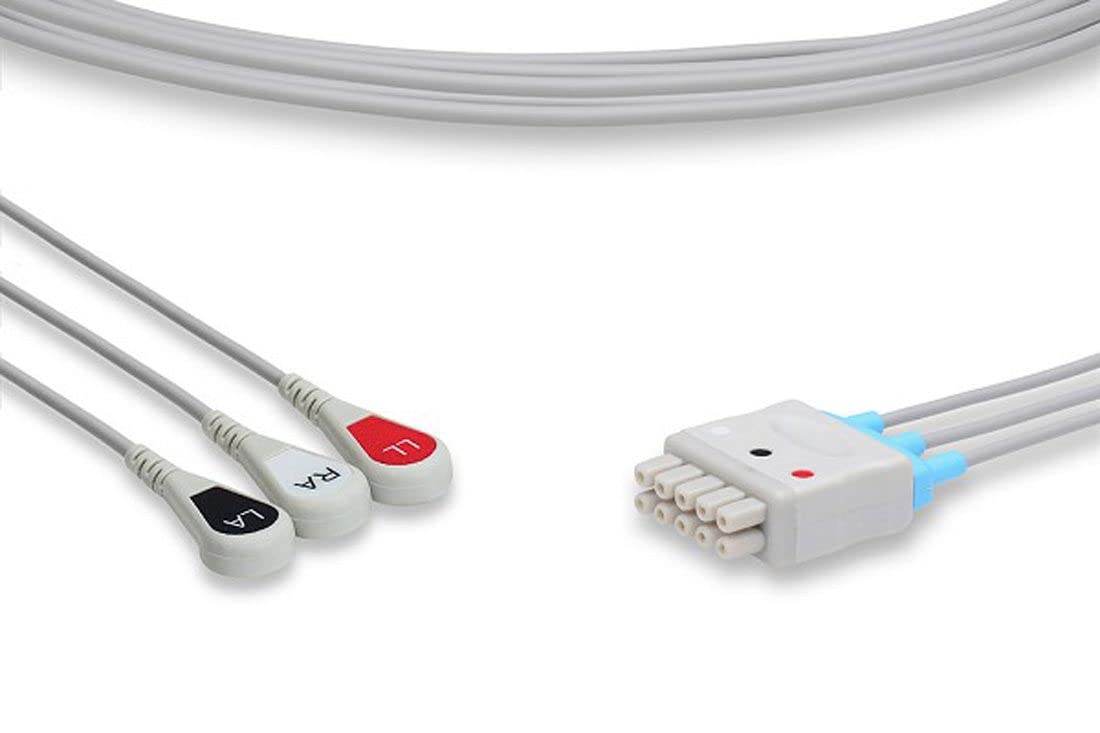 Replacement For GE HEALTHCARE DASH PRO 4000 3 LEAD SNAP LEADWIRE by Technical Precision