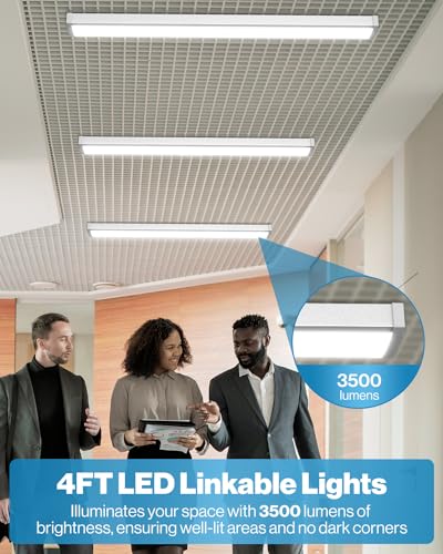 Sunco 4FT LED Shop Light Wraparound Light Fixture, Garage Ceiling Lights, Linkable, 3500 LM, 40W=300W, 5000K Daylight, Hardwired, Surface Mount, Workshop Utility Light ETL 3 Pack