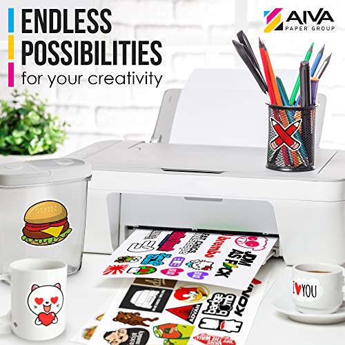 Printable Vinyl Sticker Paper - Waterproof Decal Paper for Inkjet Printer - 50 Self-Adhesive Sheets - Matte White - Standard Letter Size 8.5"x11"