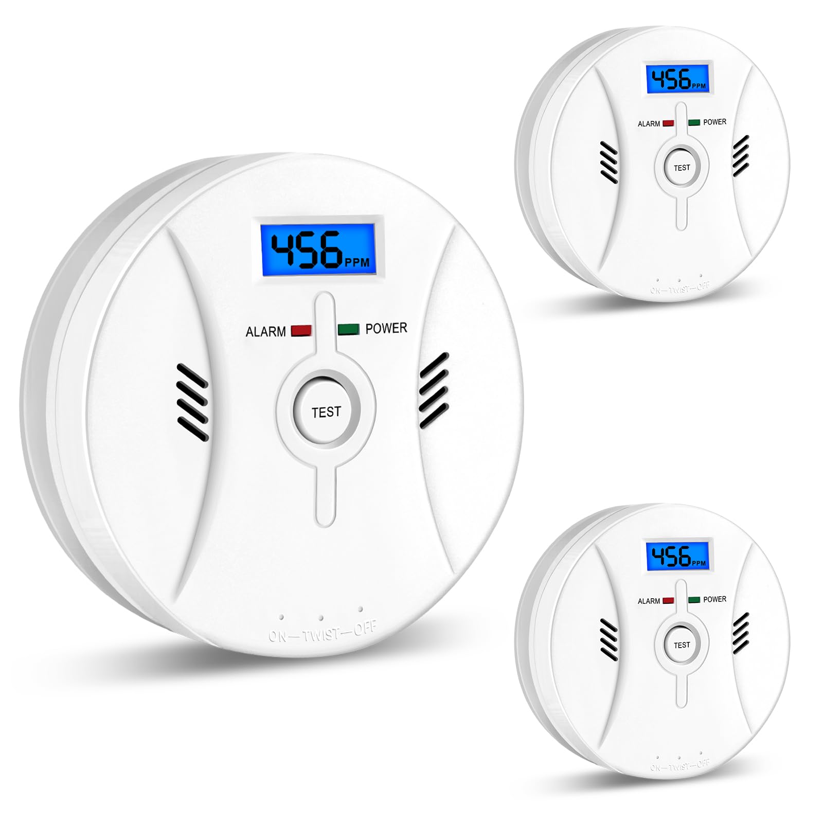 3-Pack Carbon Monoxide Detectors,Smoke Detector,2 in 1 CO & Smoke Alarm,Smoke Combination CO Alarm,Fire CO for Alarm for Home and Kitchen,LED Screen, CO Carbon Monoxide & Smoke Alarm,3-Pack