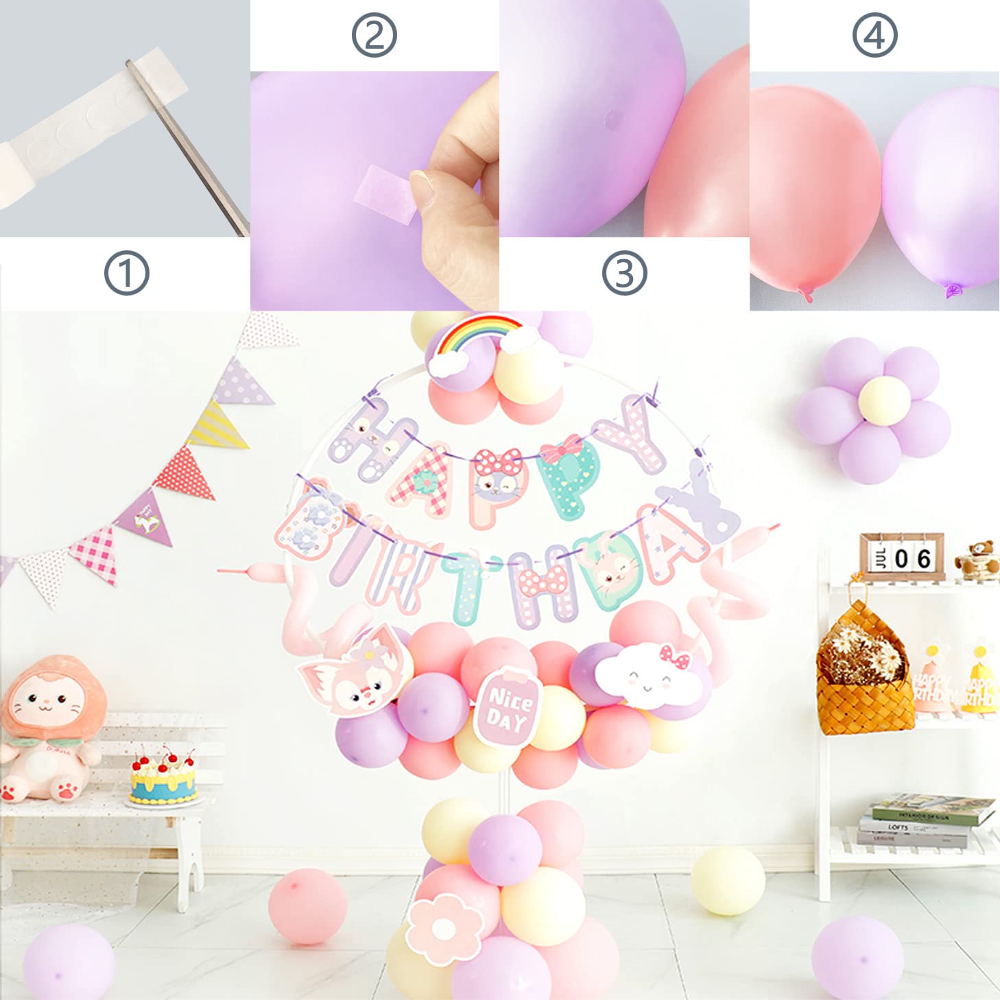 HANWER 200 PCS Glue Points for Balloons, Removable Sticky Point Tape, Adhesive Double Sided Clear dots for Craft Decoration