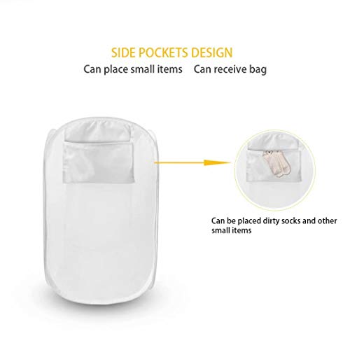 GOSTONG Pop Up Laundry Hamper Foldable Mesh Laundry Basket Collapsible Portable Mesh Clothes Hamper Home Organization with Pocket,Cute Sloth