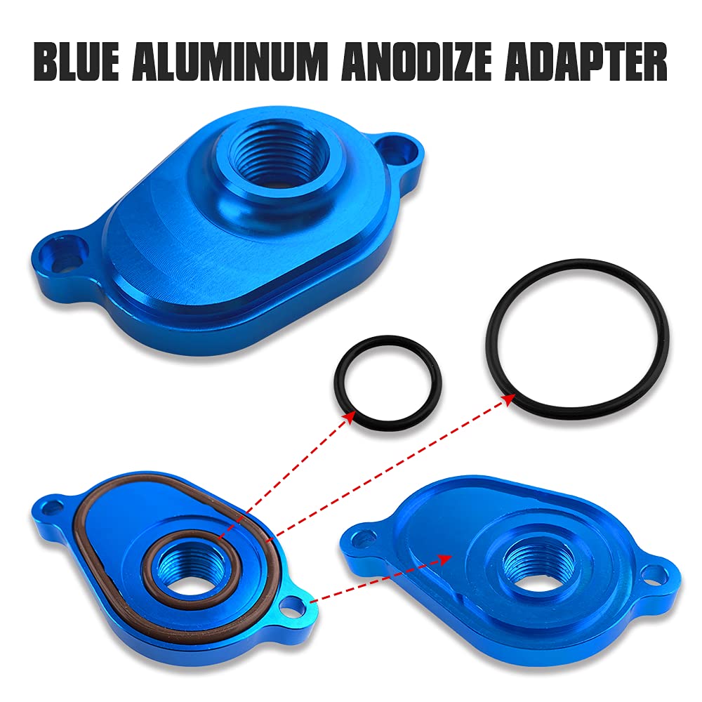 6.0L Powerstroke Oil Cooler Flush Kit,Blue Anodize Adapter Flush Adapter for Ford 2003 2004 2005 2006 2007 2008 2009 2010 Diesel