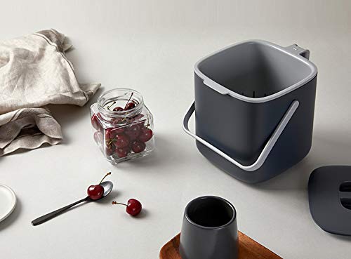 Litem Food Waste Basket Bin β a countertop Bucket with Extra Long Handles for Your conveniences 0.68 Gallons (2.6L) (Dark Gray)