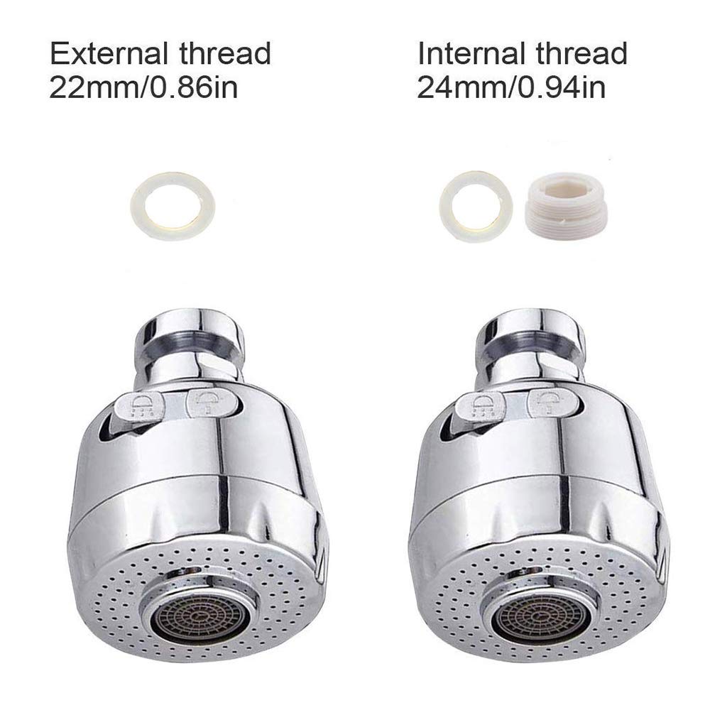 360 degree swivel faucet,2 Pack Kitchen Sink Faucet Sprayer Head Anti -Splash Tap Kitchen Bathroom Nozzle Filter Water Saving Water Tap Replacement