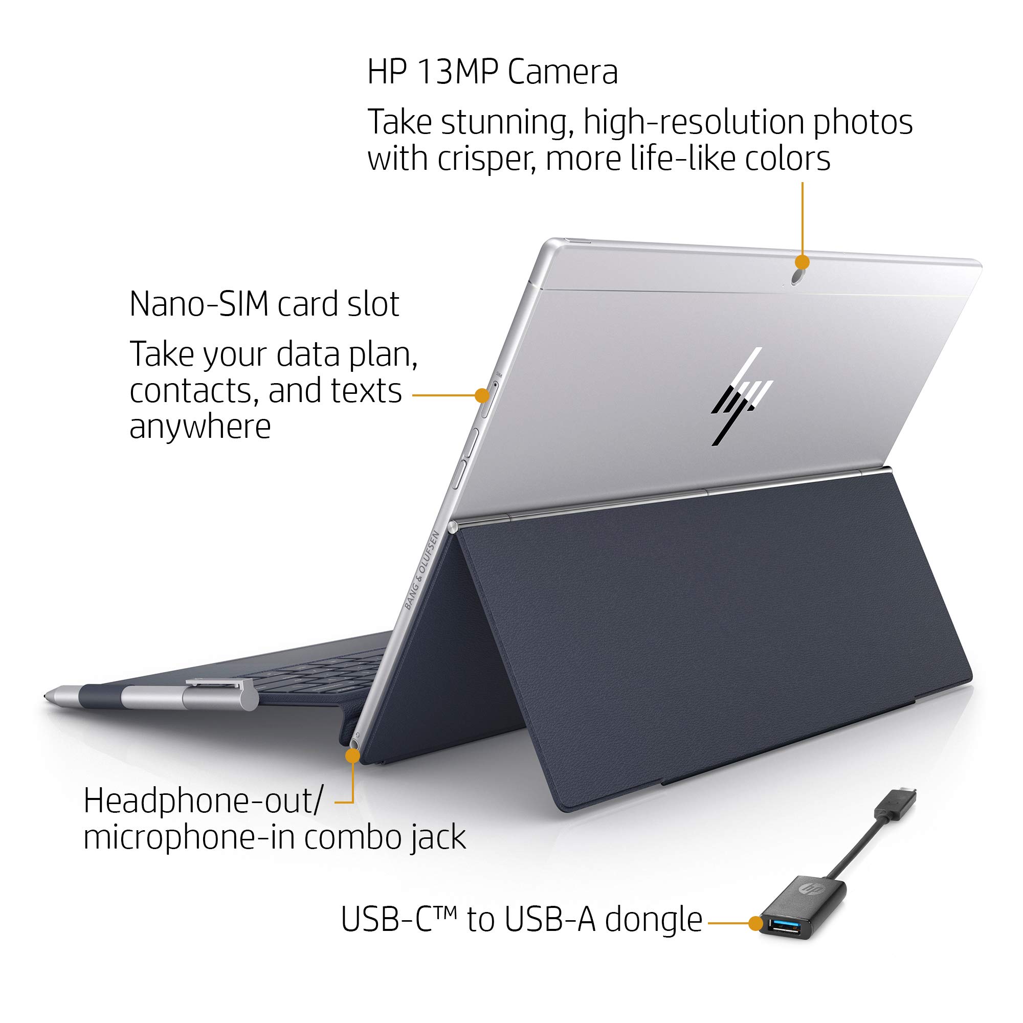 HP Envy x2 12-inch Detachable Laptop, Qualcomm Snapdragon Processor, 4 GB RAM, 128 GB Universal Flash Storage, Windows 10 Home in S Mode (12-e068ms, Natural Silver w/Oxford Blue)