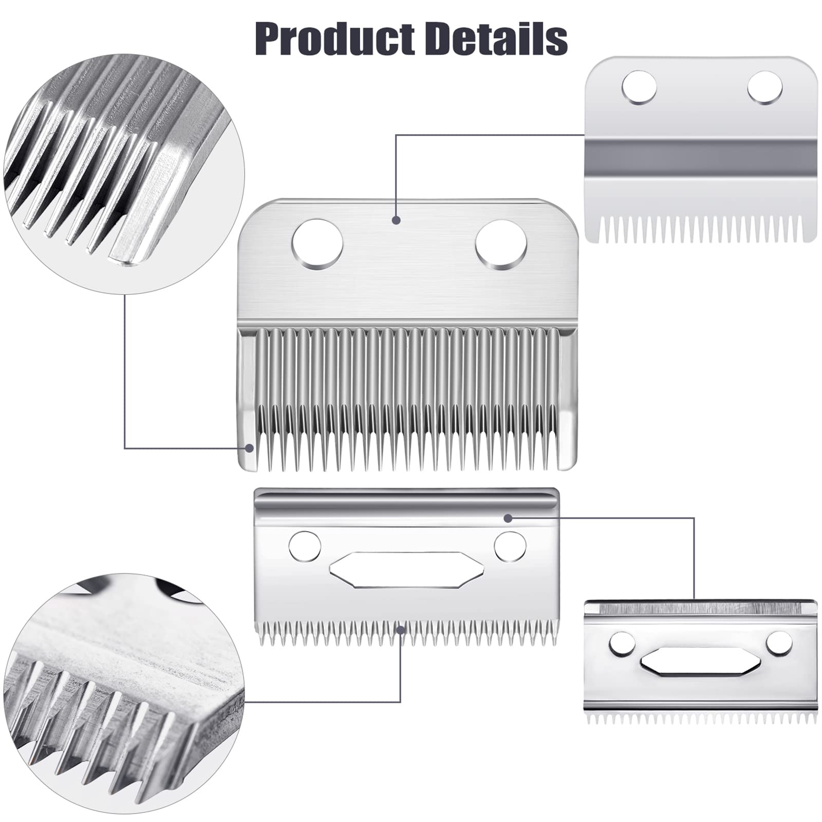 3 Sets Hair Clipper Replacement Blades Adjustable Clipper Blades 2 Hole (1mm - 3mm) Hair Trimmer Replacement Blades (Silver)