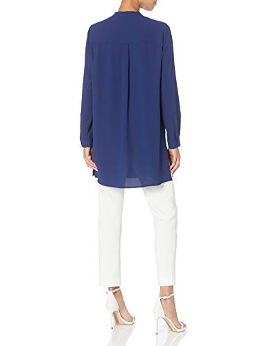 Anne Klein womens Split Neck Long Tunic Blouse, Distant Mountain, Medium US
