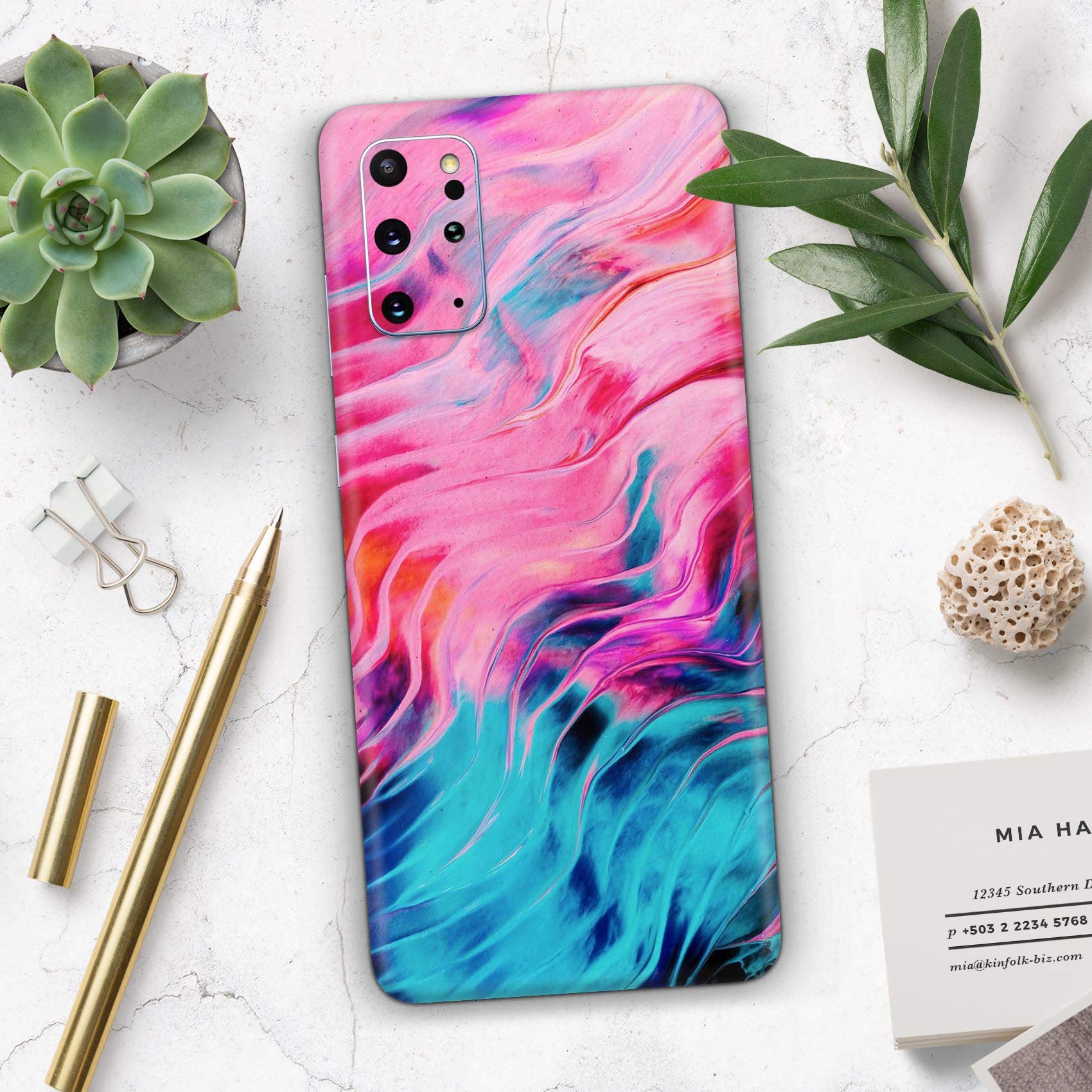 DesignSkinz Liquid Abstract Paint V66 Protective Vinyl Decal Wrap Skin Cover Compatible with The Samsung Galaxy S20 (Screen Trim & Back Glass Skin)