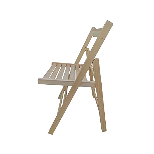 CIATRE Set of 2 Comfy Solid Wood Folding Chairs with Slatted Seat and Open Back - Fully Assembled for Indoor/Outdoor Events (Natural)