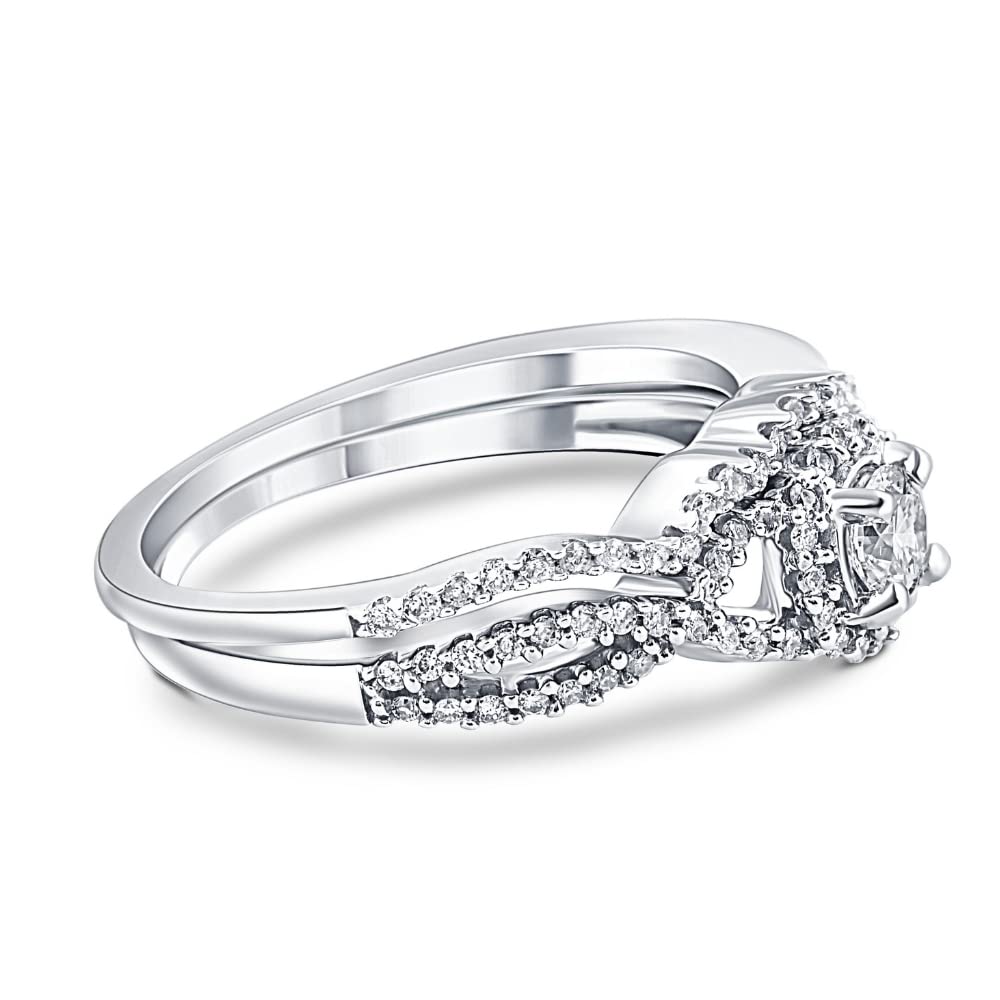 3/4CT Diamond Halo Infinity Engagement Wedding Ring Set 14k White Gold Lab Grown - Size 7