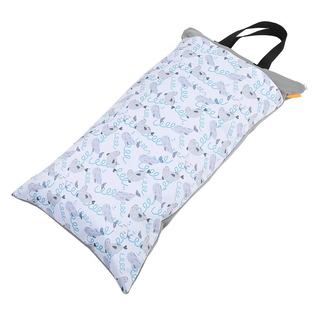 Zerodis Wet Dry Cloth Diaper Bags, Double Zippers and Double Pockets Large Hanging Reusable Wet Pail Bag for Beach Pool Gym Wet Dirty Clothes