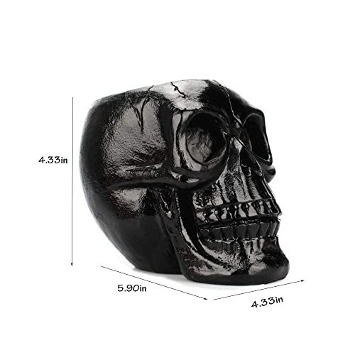 Nicee Skull Pen Holder,Skull Makeup Brush Holder,Pen Holder,Dressing Table Office Desk Storage Box,Green Plant Flower Pot,Halloween Skull(Black)