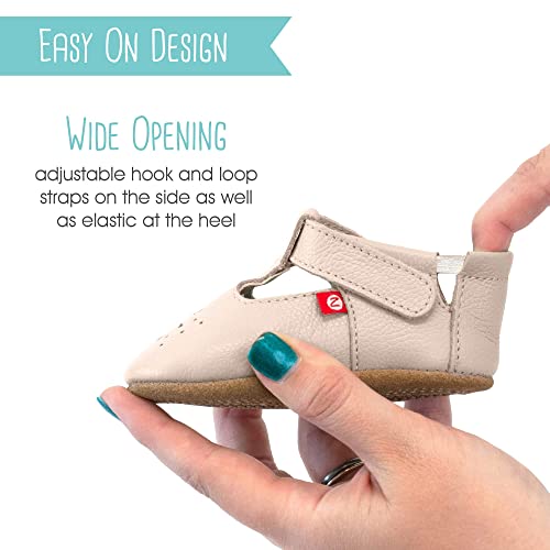 Zutano Leather Mary Jane Baby Shoes for Girls, Dove, 18M