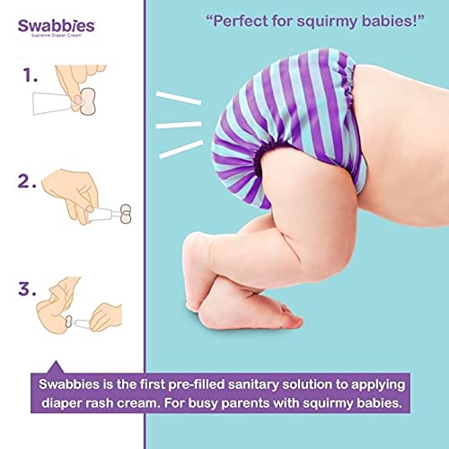 Swabbies Diaper Cream Applicators with 2 pre-Filled Applicators of Diaper Cream