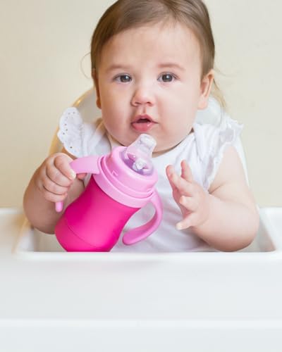 Green sprouts Sprout Ware Sip & Straw Cup made from Plants | Non-toxic Plant-based Plastic Transition Sippy Cup without BPA, BPS, BPF | Soft Silicone Spout and Straw | Easy-grip Handles