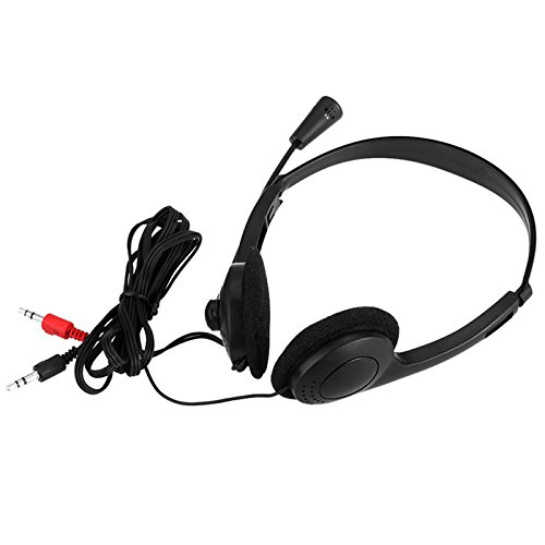 3.5mm Stereo Headset with Headphones and Noise Cancelling Microphone, Great for Pcs, Tablets, and Cell Phones in The Office, Classroom or Home