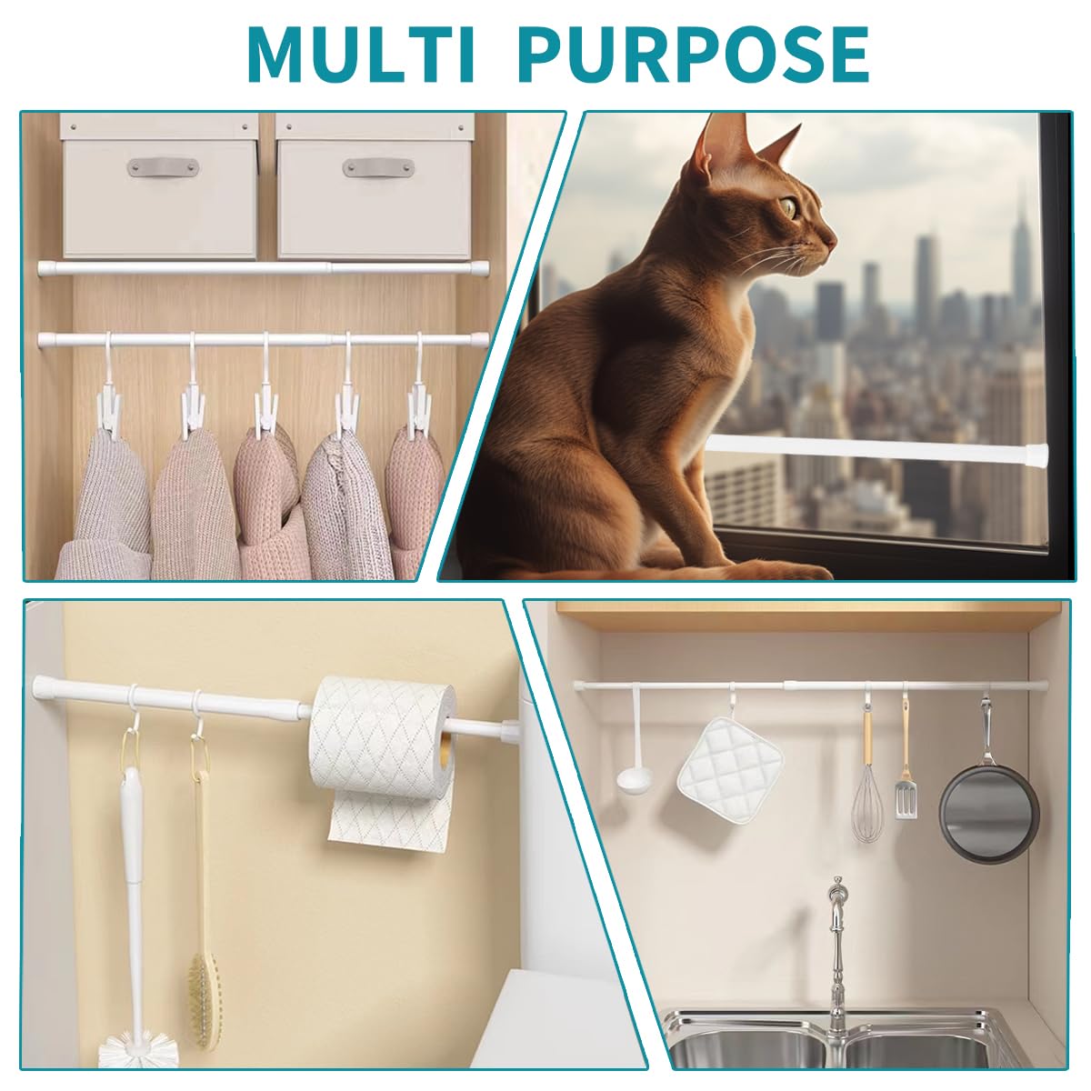 4PCS Window Security Bars Adjustable Sliding Window Glass Door Lock White Security Window Lock Bar for Children Home(17-27.6 Inches)