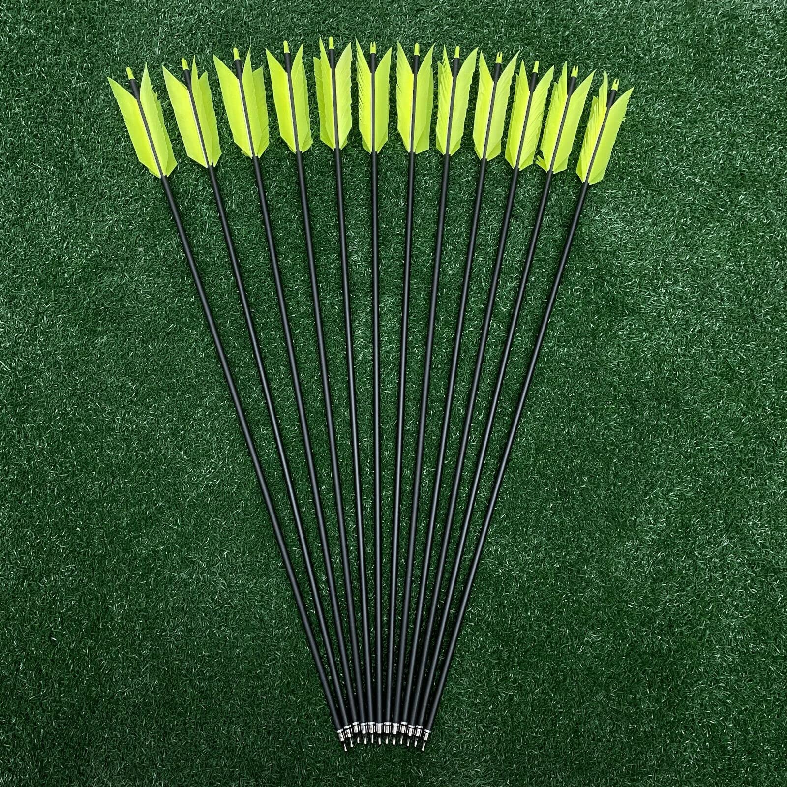 6/12pcs Archery Carbon Arrows 30" Bow Target Hunting Arrow 4 Turkey Feather (Yellow,12pcs)