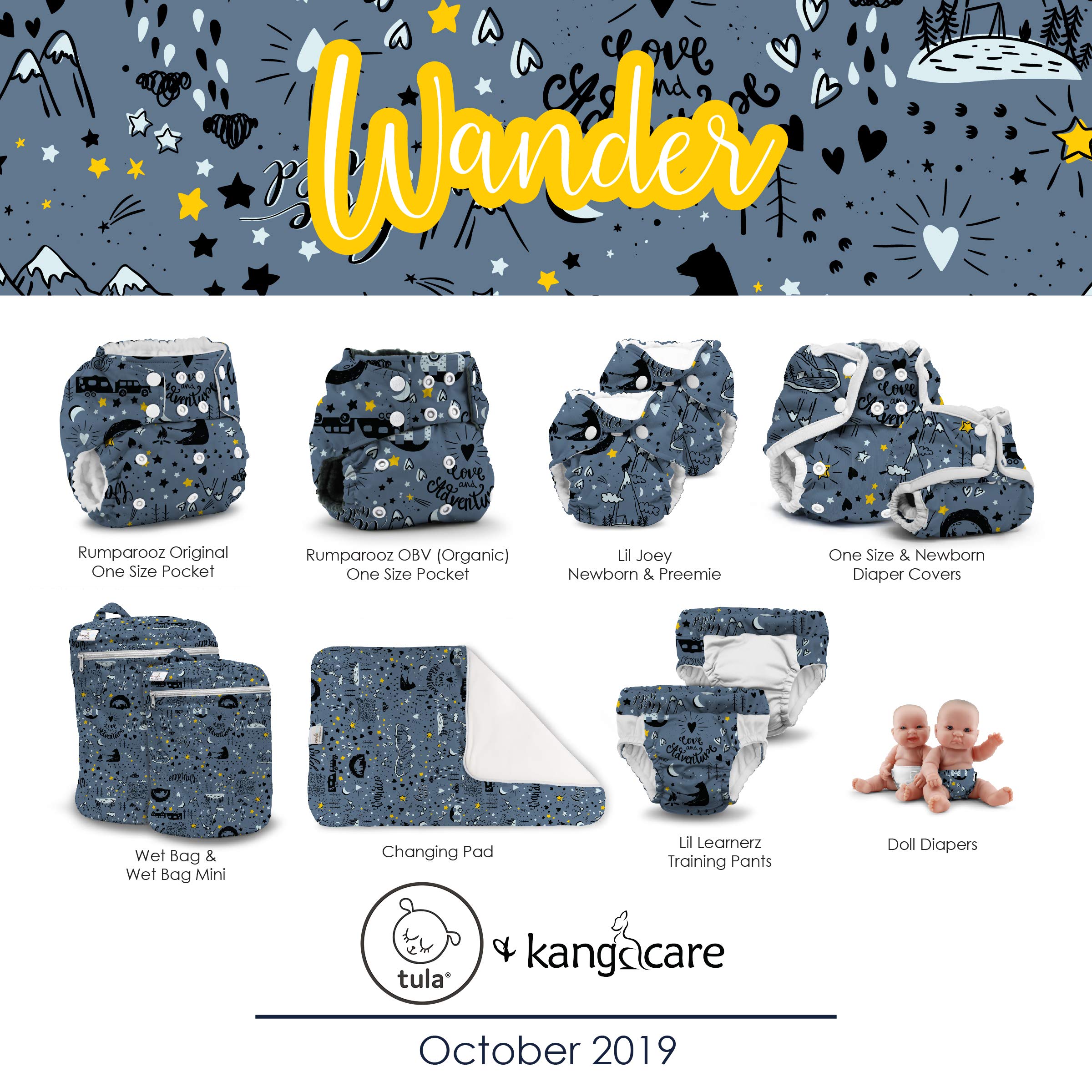 Kanga Care Rumparooz Double Leg Gusset Reusable Cloth Diaper Cover Newborn Snap | Wander 4-15 lbs