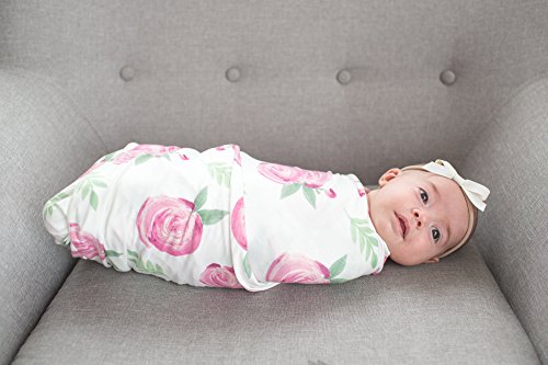 Copper Pearl Large Premium Knit Baby Swaddle Receiving Blanket Floral Grace