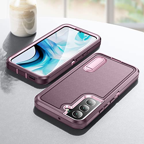 BaHaHoues for Samsung Galaxy S22 Case, Samsung S22 Phone Case with Built in Kickstand,Shockproof/Dustproof/Drop Proof Military Grade Protective Cover for Galaxy S22 5G 6.1 inch(Night Purple/Baby Pink)