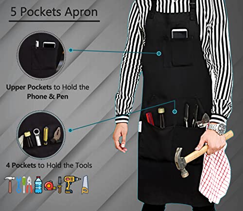 RUVANTI Professional Grade Durable Extra Large XXL Men/Women Aprons for Cooking BBQ Work Chef