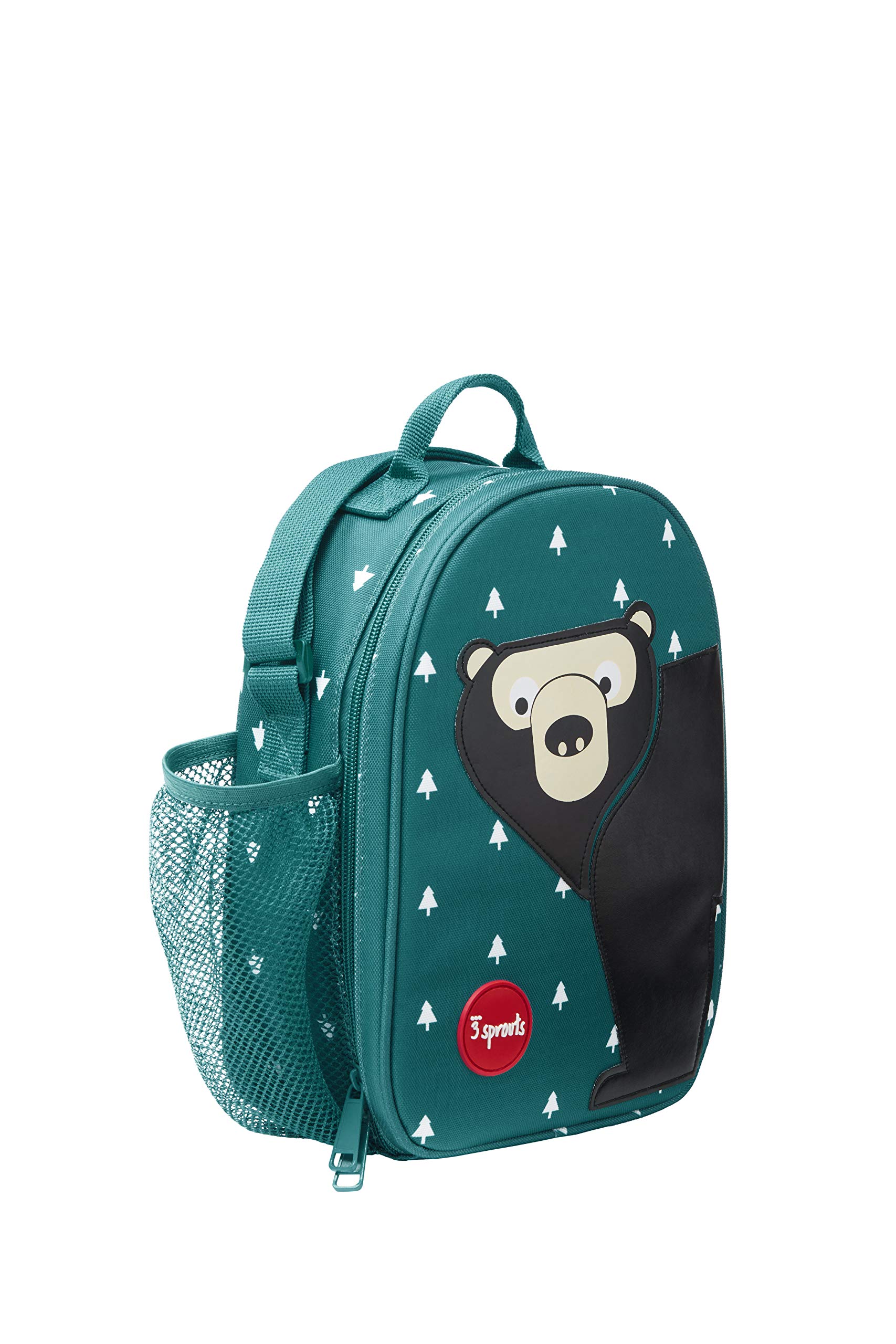 3 Sprouts Insulated Lunch Bag for Kids - Reusable Tote with Shoulder Strap, Handle and Pockets, Bear