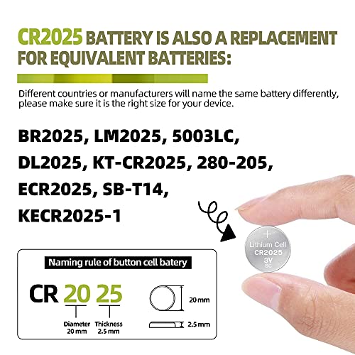 VEEEDDY CR2025 Battery 3v Lithium 2025 Battery Long Lasting cr2025 3v Lithium Battery for car Remote Key 20pcs