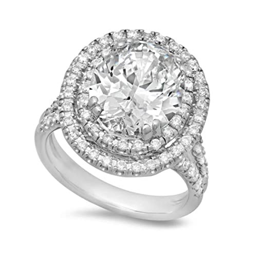 4 CT Oval Colorless Moissanite Engagement Ring 925 Sterling Silver, 10K 14K 18K Solid Gold Wedding Band Eternity Solitaire Ring Vintage Antique, Anniversary, Promise Gift Her (Cubic-Zirconia)