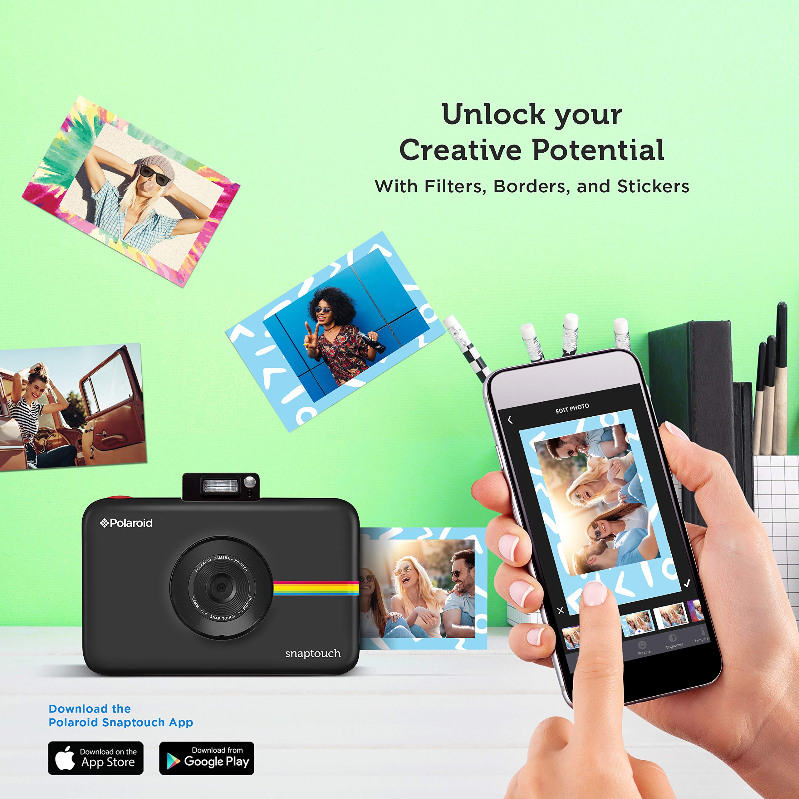 Zink Polaroid SNAP Touch 2.0 β 13MP Portable Instant Print Digital Photo Camera w/ Built-In Touchscreen Display, Black