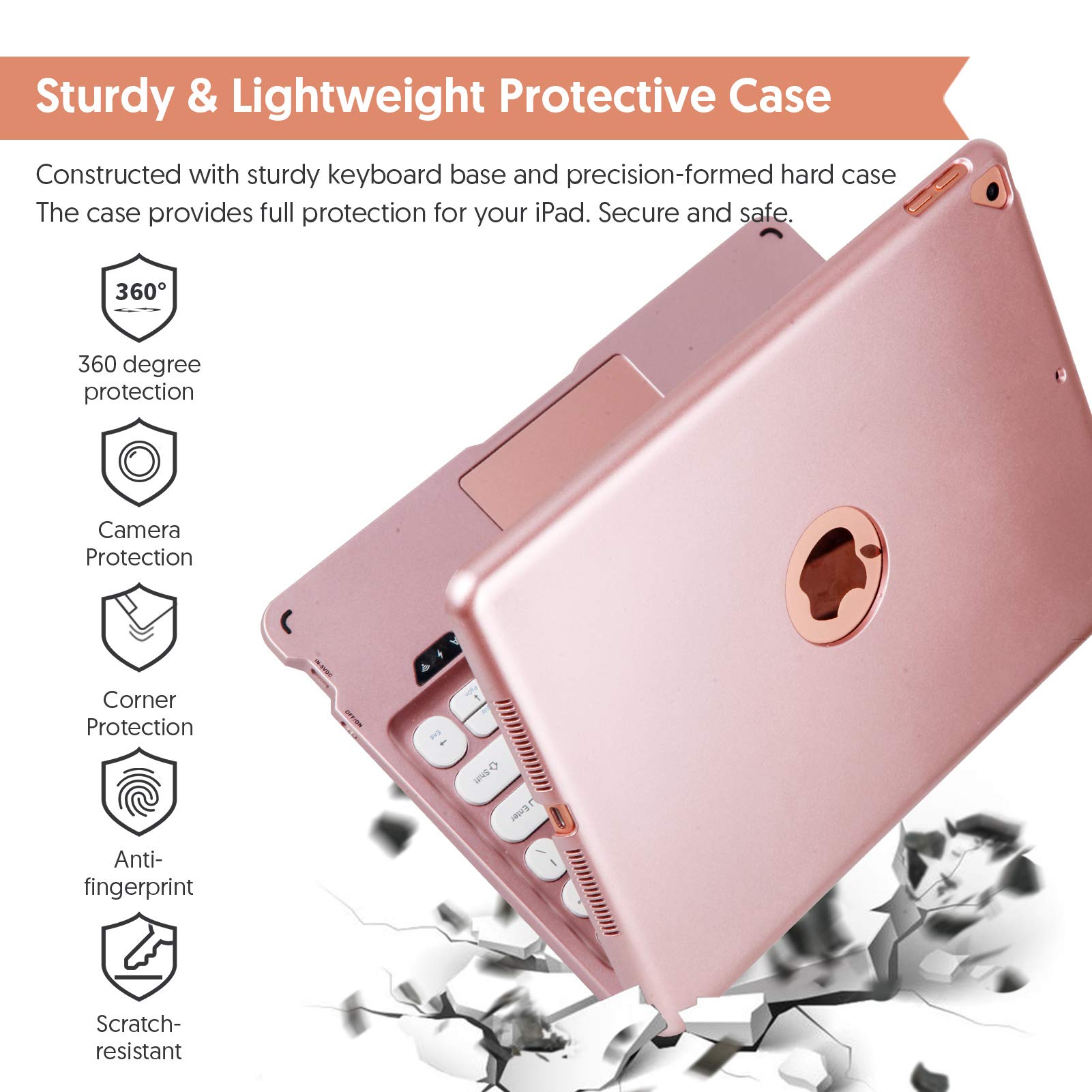 LAVO-TECH Bluetooth Keyboard Case with Touchpad for iPad 9th 8th 7th Gen, iPad Air 3rd, iPad Pro 10.5", Wireless Smart Keyboard Case Auto Sleep/Wake Function 360° Full Protection Cover