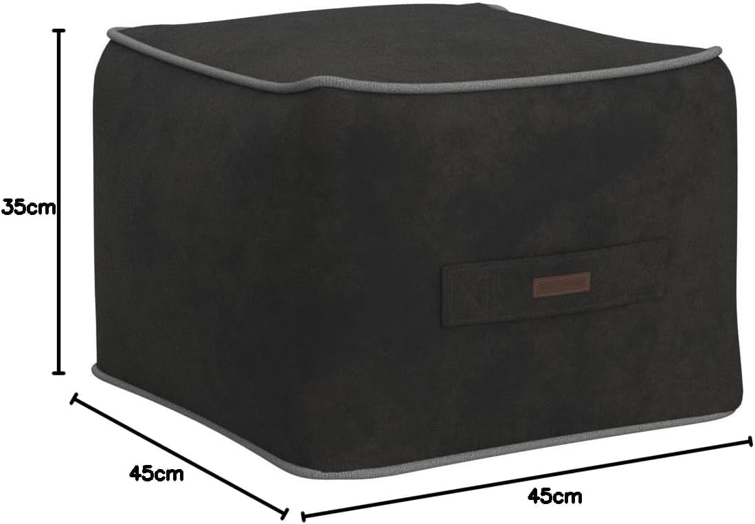 English Home Ottoman Pouffe, Comfortable Cube Foot Stool, Soft Velvet Bean Bag, Home Decor Footstool Extra Seating for Living Room, Bedroom, Casha, 17.7x17.7 inch (45x45 cm), Anthracite