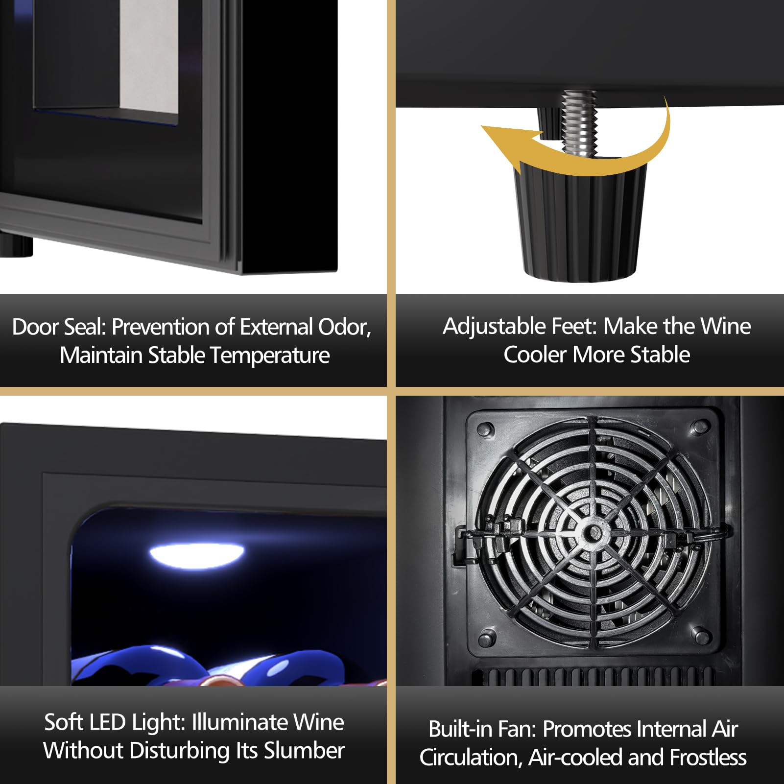 JINJUNYE 6 Bottle Wine Cooler Refrigerator, Wine Fridge Small, Countertop Wine Cooler with Digital Temperature Control, 46-66℉ Mini Freestanding Wine Cellars Glass Door, Gift for Wine Lover